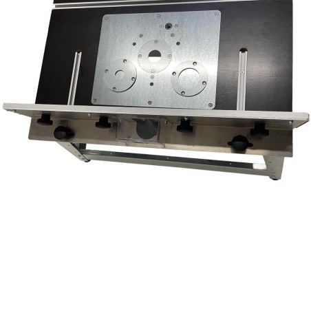 Milling table with stop for Bosch GOF 130 router with insert rings